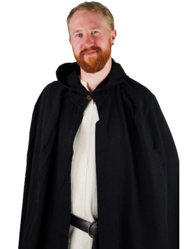 Lange zwarte middeleeuwse cape ⚔️ Tienda-Medieval