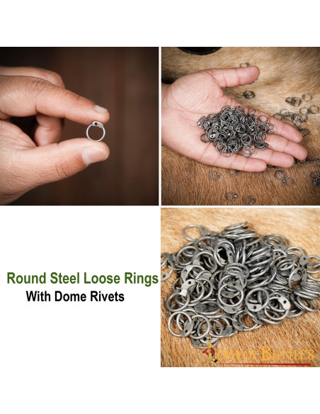 Stalen maliënkolder ronde ringen ⚔️ Tienda-Medieval