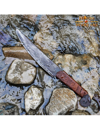 Spiralförmiges mittelalterliches Messer mit Ledergriff (29,8 cm). ⚔️