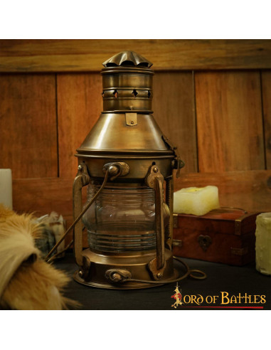 Mittelalterliche Öllampe aus Messing (15,7 x 33 cm). ⚔️ Tienda-Medieval