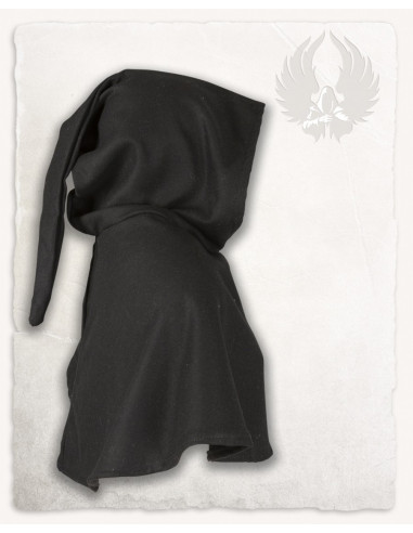 Capucha medieval en lana negra modelo Wolfram ⚔️ Tienda-Medieval