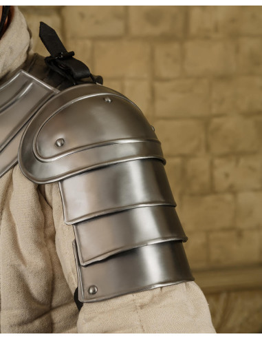 Hombreras medieval en acero pulido modelo Adam ⚔️ Tienda-Medieval