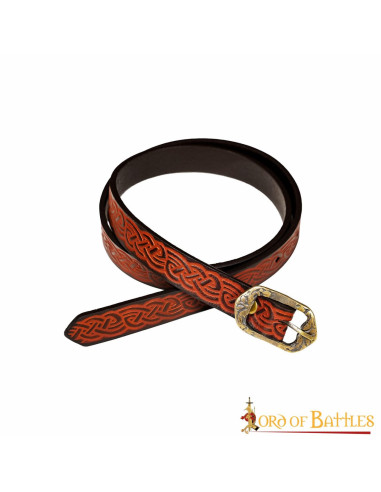 Middeleeuwse leren riem met Keltische knopen in reliëf ⚔️ Tienda-Medieval