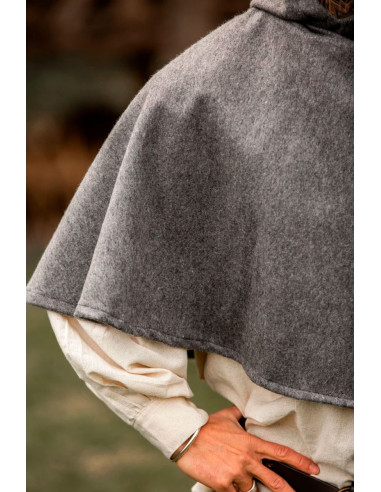 Gugel medieval de lana modelo Paul, gris ⚔️ Tienda-Medieval
