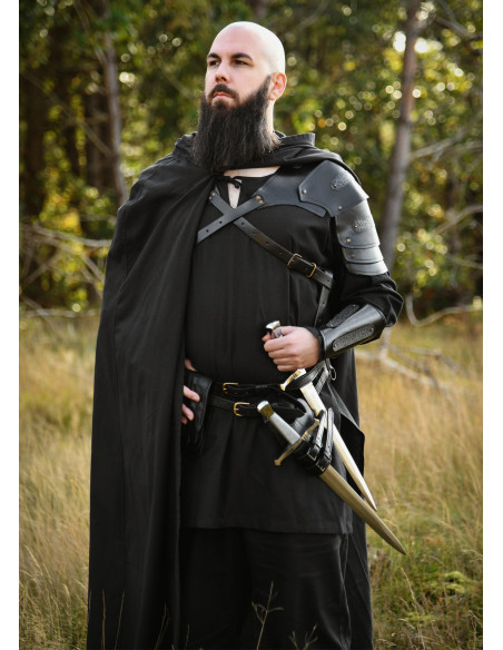 Middeleeuwse leren schouderstuk model Balor, zwart ⚔️ Tienda-Medieval
